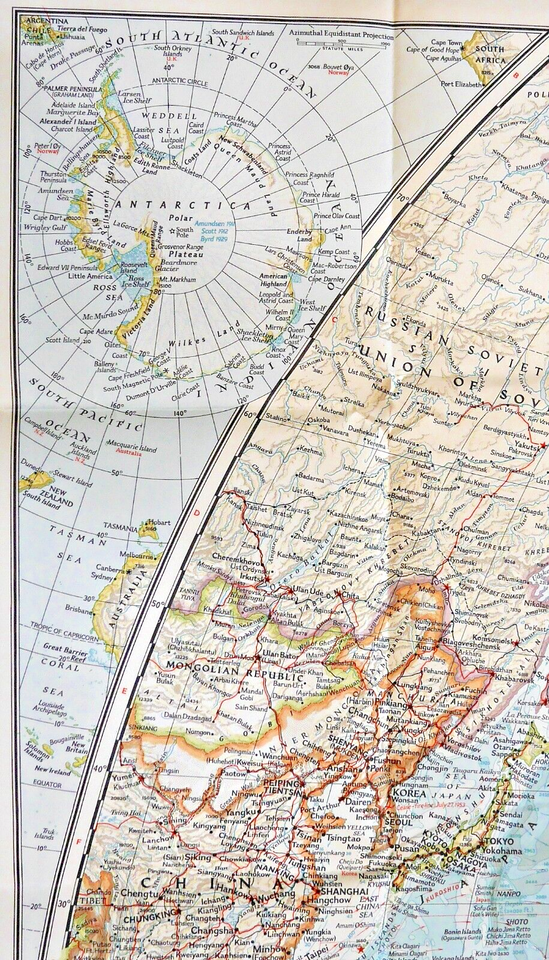 ⫸ 1957-3 March Original Vintage Map THE WORLD National Geographic ...