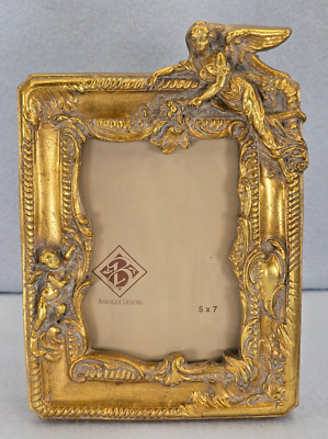 Baroque Designs 5x7 Self Standing Gold Ornate Cherub Angel Resin ...
