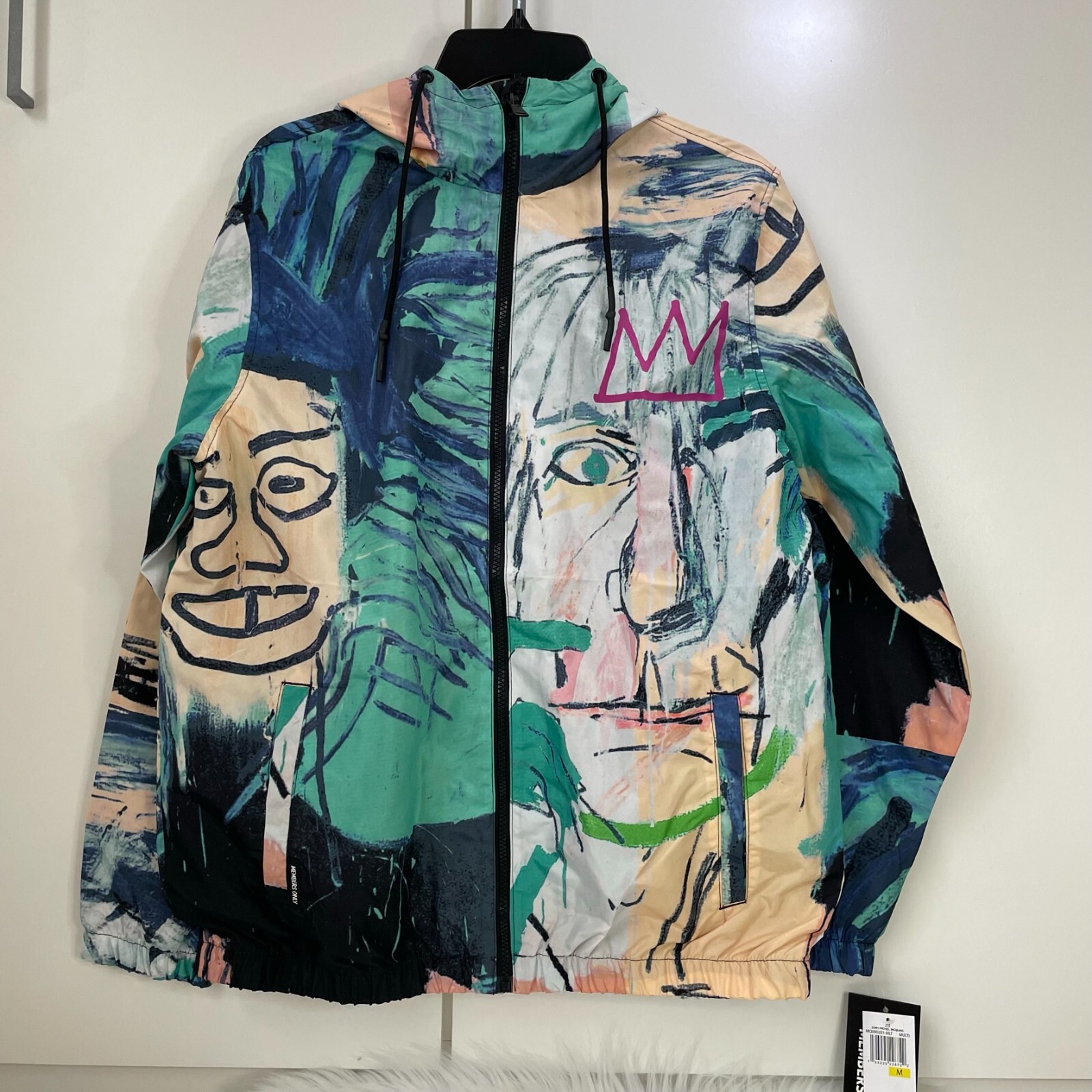 NEW Jean-Michel Basquiat Members Only Jacket Windbreaker Hood Size M ...