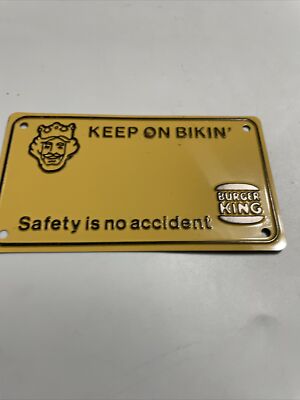 Vintage Burger King Kids License Plate KEEP ON BIKING SAFETY IS NO ...