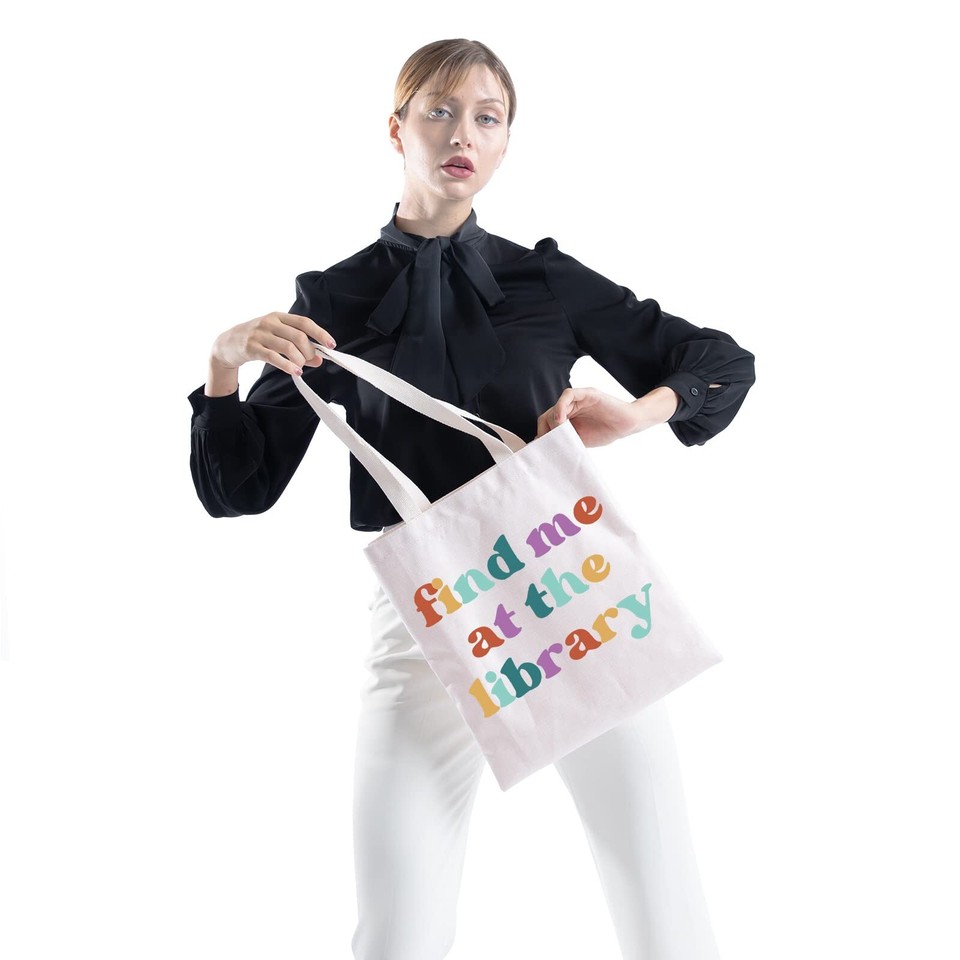 Book Lover Tote Bag Find Me At The Library Reusable Grocery Shopping ...