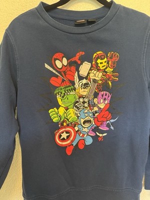 Marvel Avengers Graphic Sweatshirt Youth XL Blue Spider-Man Hulk Iron ...