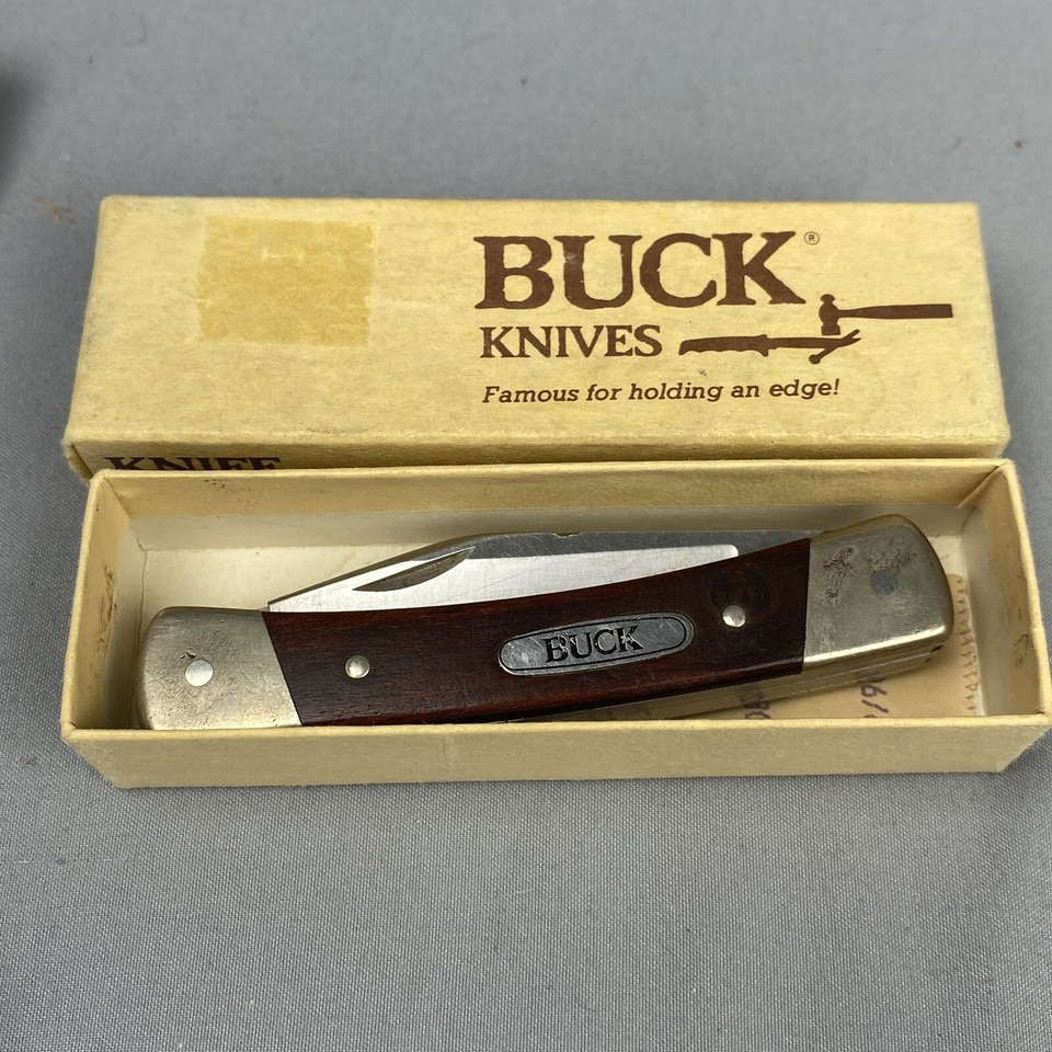Vintage Buck 703 Colt Three Blade Pocket Knife Stockman Wood Handle USA ...