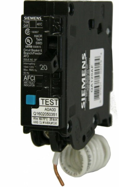 Siemens QAF2 1-Pole 120V AC 20A Branch-Feeder AFCI (QA120AF) for sale ...