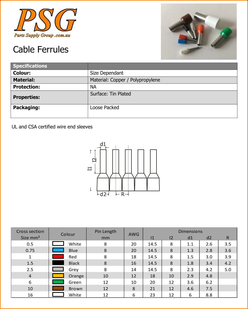 Cable Ferrules loose bags 2.5mm2 x 500 pack, Bootlace, Pin Crimps, Wire ...