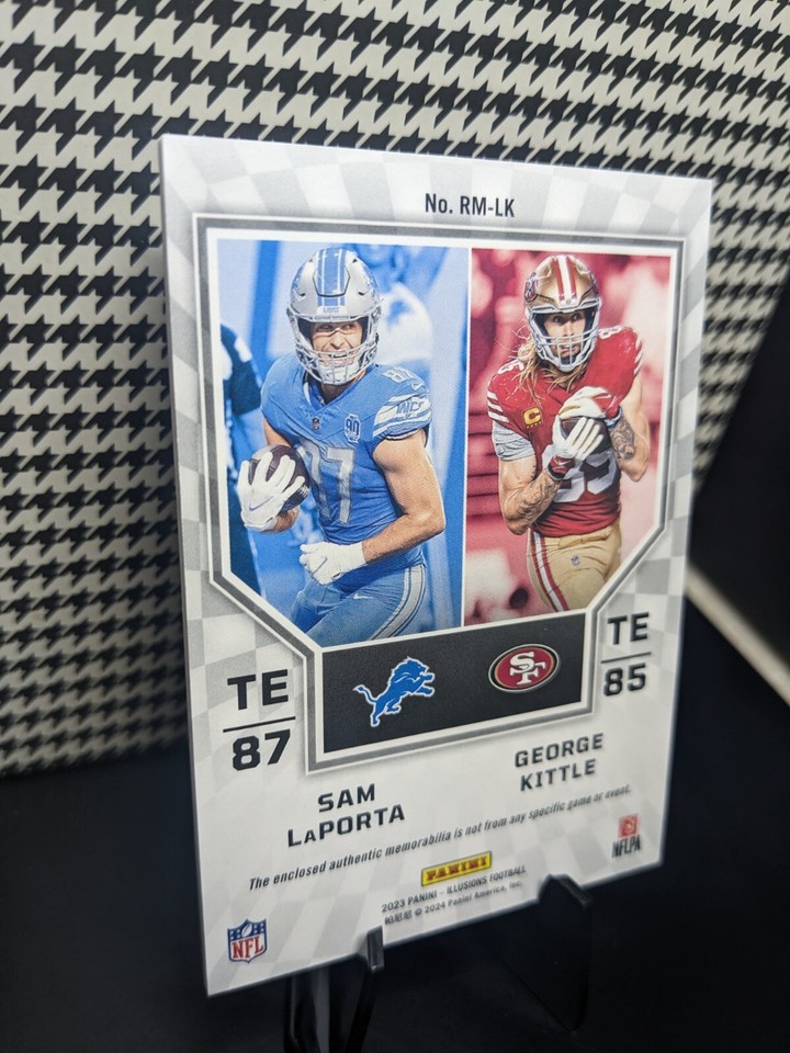 Sam Laporta & George Kittle 2023 Panini Illusions Rookie Idols Dual MEM ...