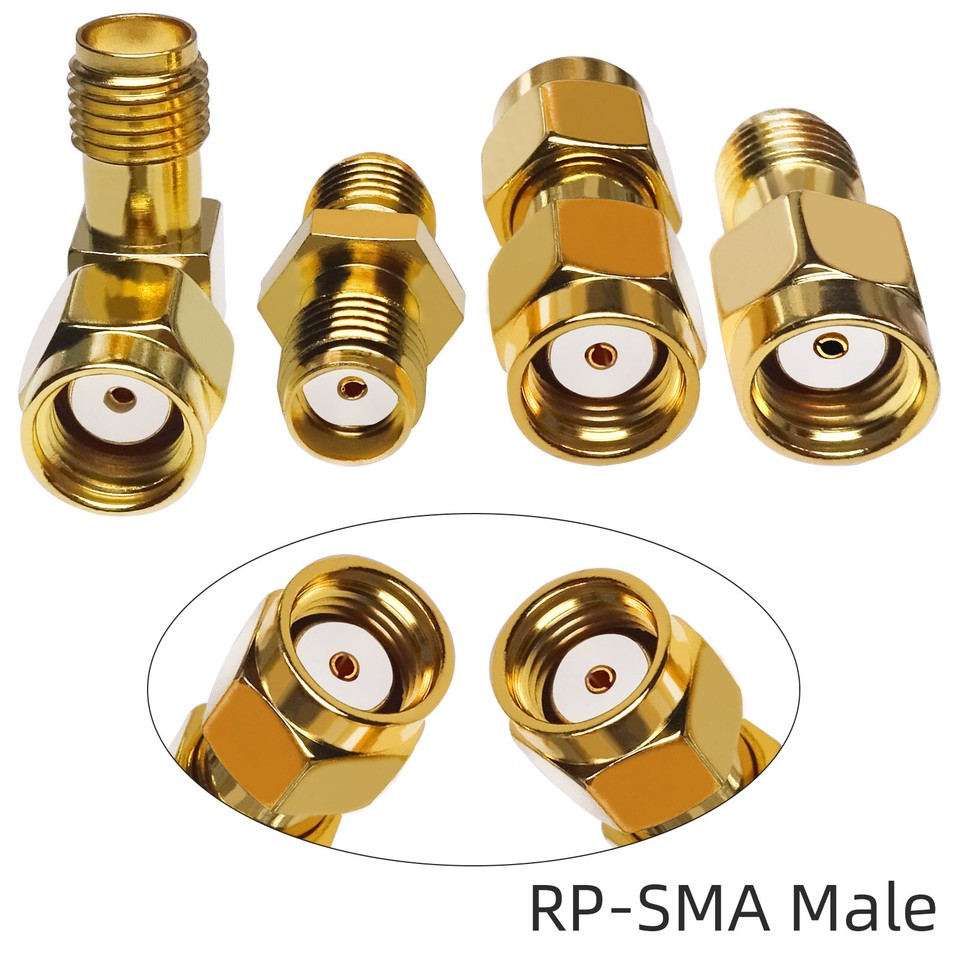 SMA Connector Kit Gold-Plated SMA Adapters Set Male Female RR-SMA Coax ...