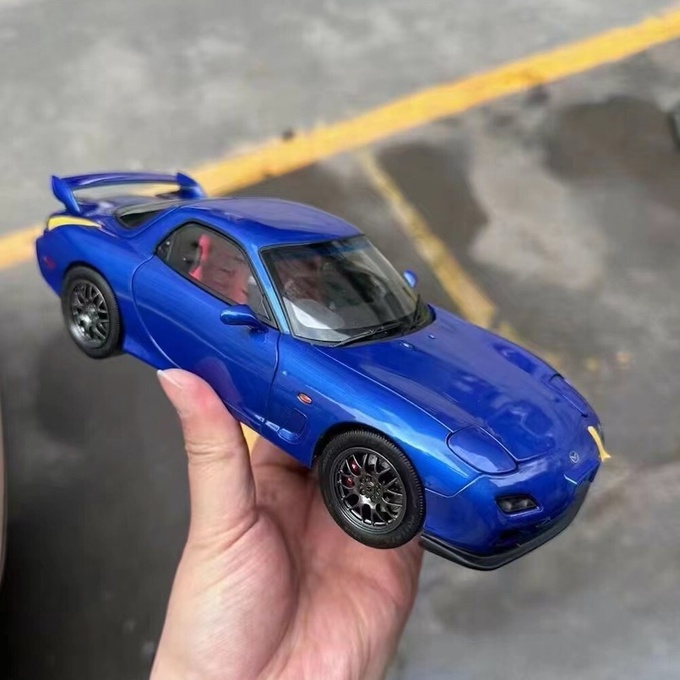 Polar Master 1/18 Mazda RX7 Metal Diecast Model Car Blue extra engine ...