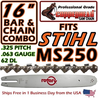 COPPERHEAD 16" BAR & SAW CHAIN COMBO FITS STIHL 025, MS250 CHAINSAWS ...