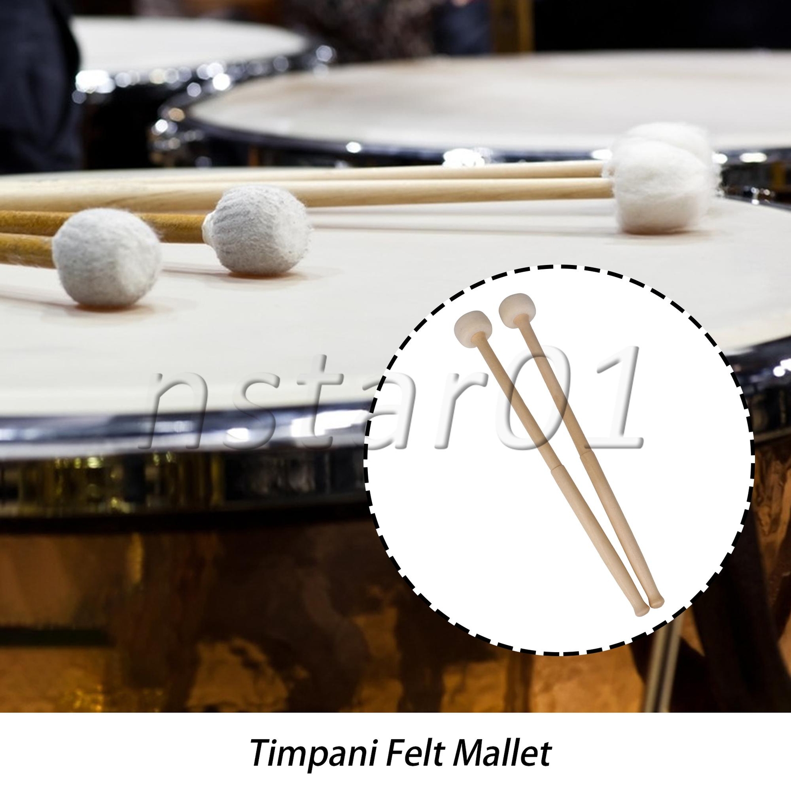 Drum Timpani Stick 14.5"x1.57" Percussion Mallets with Decorative Scarf ...