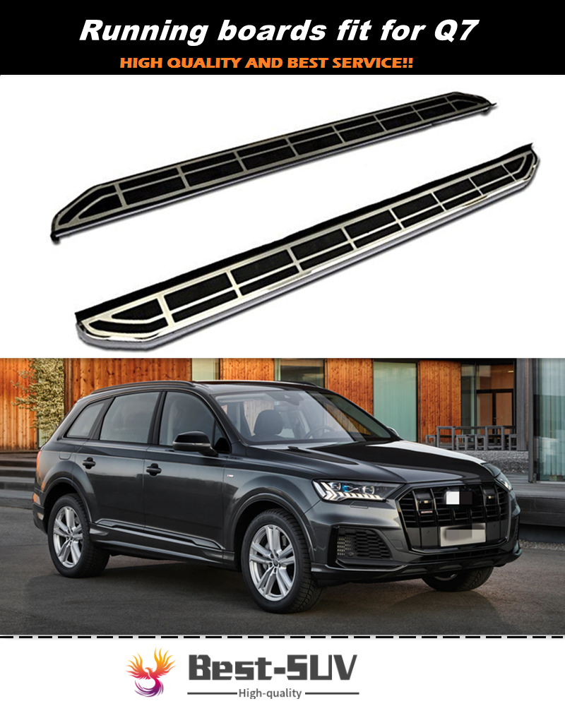 2Pcs Fits for Audi Q7 2016-2020 Door Fixed Side Step Running Board Nerf ...