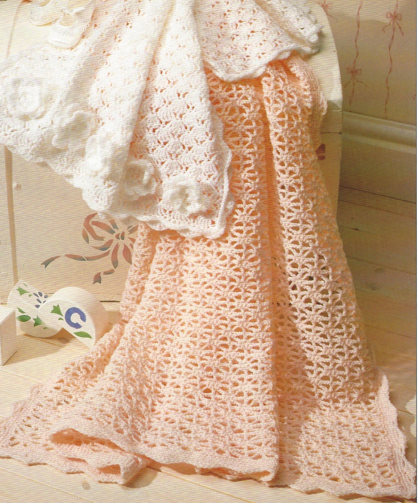 Crochet Shawl and Pram Cover Pattern in DK with flowers 828 | eBay
