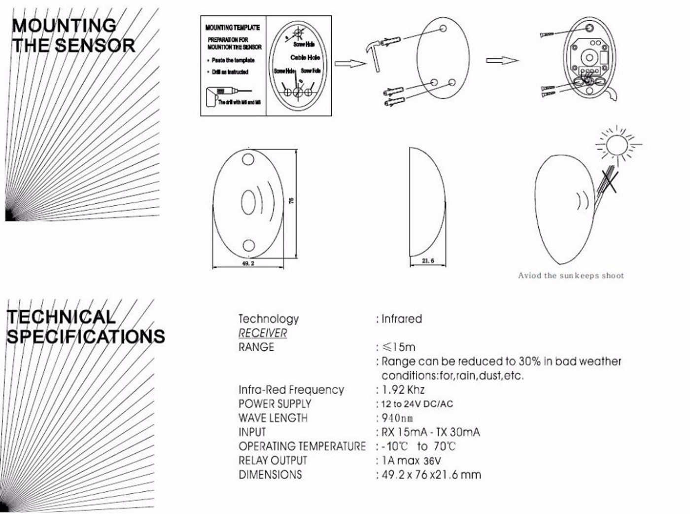 INFRARED PHOTOCELL BEAM SENSOR FOR AUTOMATIC GATE AND DOOR-BENINCA ...
