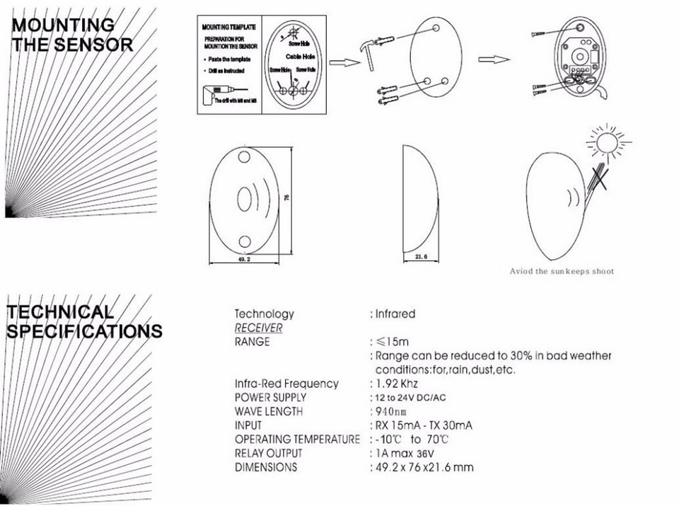 INFRARED PHOTOCELL BEAM SENSOR FOR AUTOMATIC GATE AND DOOR-BENINCA ...