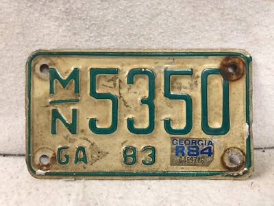 Vintage 1983 Georgia Motorcycle License Plate | eBay