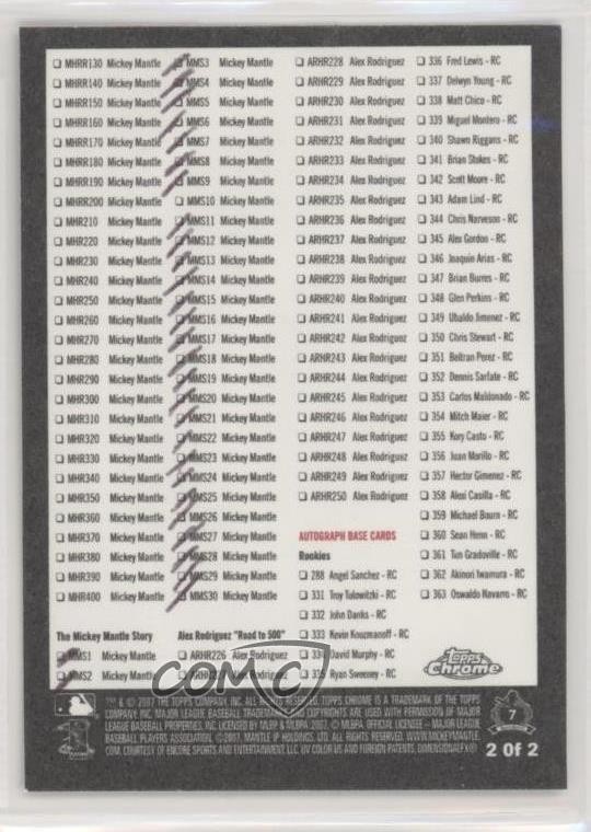 2007 Topps Chrome Checklists Checklist #2 | eBay