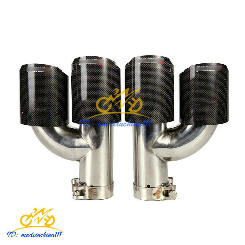 Carbon Fiber Car Exhaust Tip Dual Holes Muffler End Tail Pipe IN 63mm ...