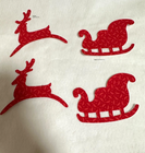 Die Cut Red Calico Santa Sleigh & Reindeer Applique iron on sew ready ...