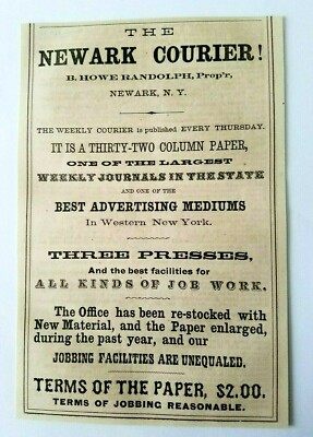 1867 New York Newark Courier Newspaper Journal Randolph Wayne ...