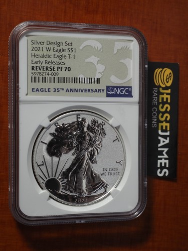 2021 W REVERSE PROOF SILVER EAGLE NGC PF70 ER T1 ONE COIN FROM THE ...
