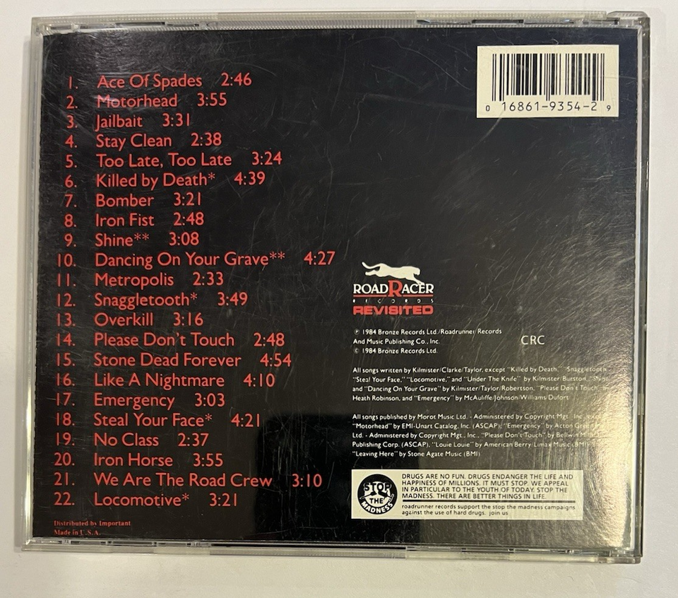 Motorhead No Remorse CD EARLY PRESS! 1991 Roadracer RRD 9354 Lemmy-22 Tracks-VG+ | eBay UK