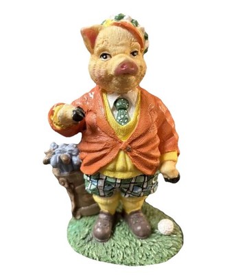 Vintage Golfing Pig With Clubs Figurine | eBay