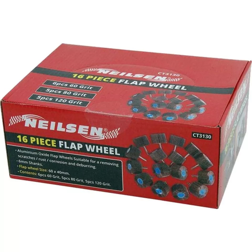 16pc Sanding Flap Wheel Disc Set For Drill 60 80 120 Grit Wood Metal ...