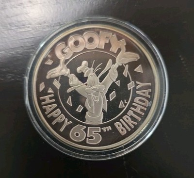DISNEY GOOFY 65TH ANNIVERSARY 999 FINE SILVER 1 TROY OUNCE ROUND COIN ...