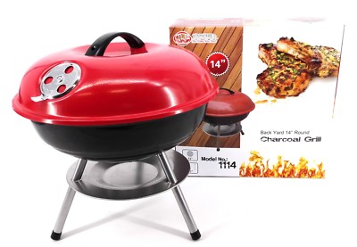 Small Portable Barbecue Cooking Grill Charcoal Chrome Plated,Red, 14 ...