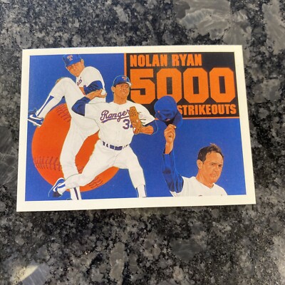 1990 Upper Deck NOLAN RYAN Baseball Card #34 “5000 Strikeouts”Texas ...