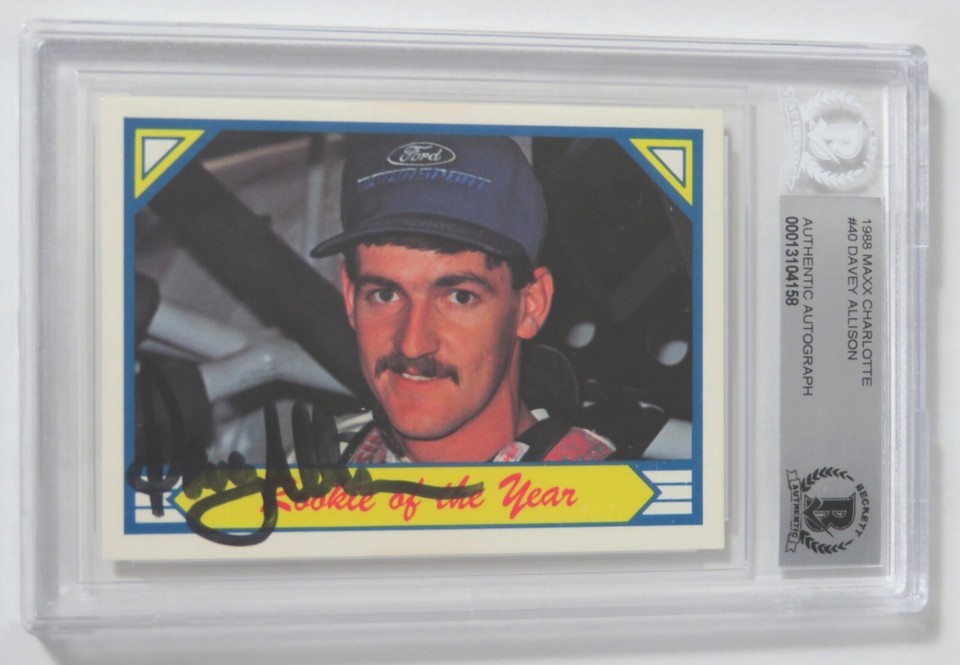 Davey Allison NASCAR Signed Autograph Auto 1988 Maxx Rookie Card 40 BAS ...