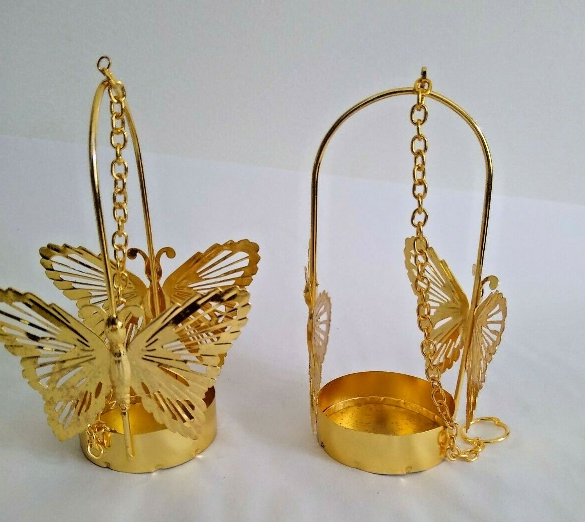 set of 2 Butterfly/Tea light candle holders/Diwali Diya/hand made home ...