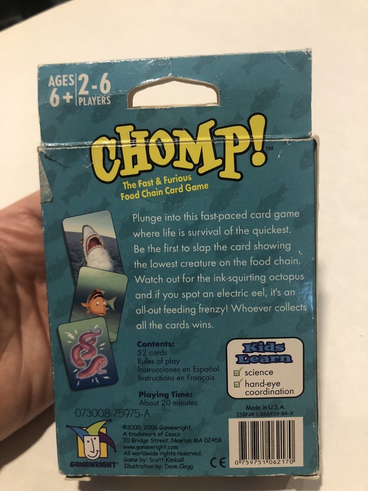 Gamewright Chomp Cards Oppenheim Gold Seal Best Toy Award ‘05 Fish Game ...