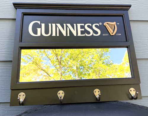 Guinness Mirror with Coat Hanger 4 Hooks Graphic 3d Harp | eBay