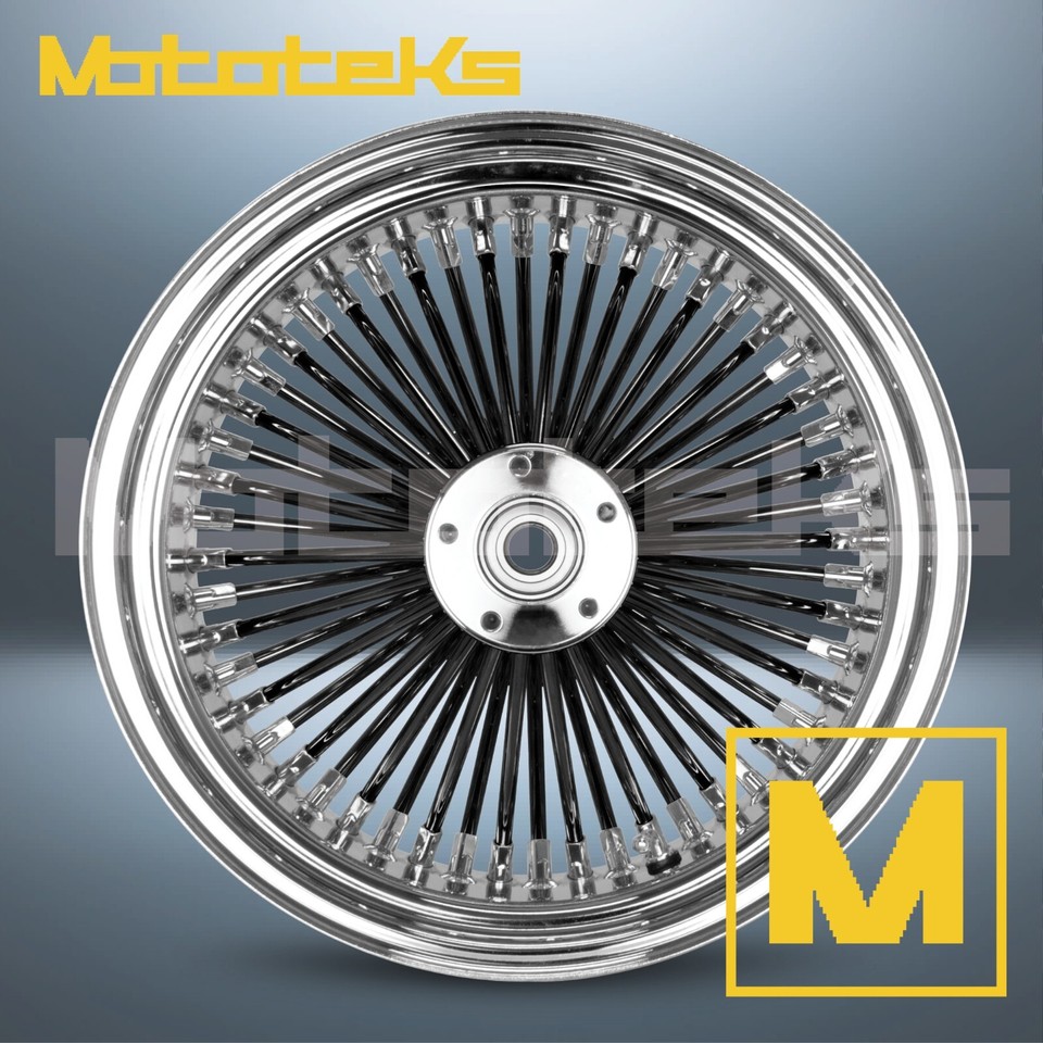 18" 18X4.25 FAT SPOKE WHEEL 52 STAINLESS BLACK HARLEY SOFTAIL MODELS ...