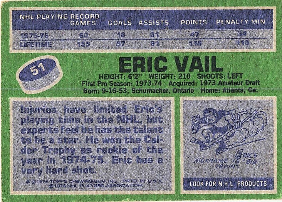 1976-77 Topps #51 Eric Vail | eBay