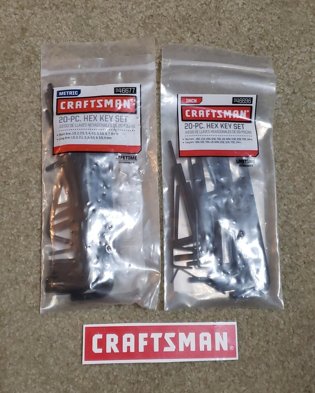 NEW CRAFTSMAN HEX KEY ALLEN WRENCH SET 40 PC PIECE SAE STANDARD INCH ...