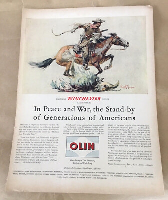 Winchester rifles print ad 1946 vintage 1940s art illustrated Philip R ...