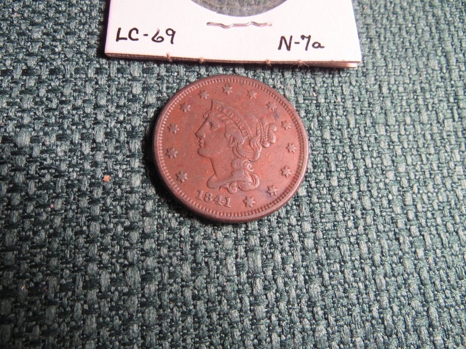 1841 large cent VF COINS GRADED BY A COIN DEALER NOT ME SO SELLING AS ...