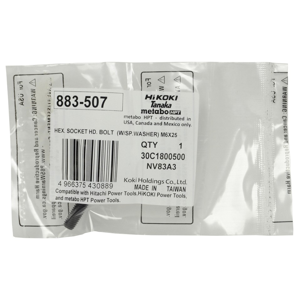 Metabo HPT/Hitachi 883507 Hex Socket HD Bolt 4PK for NR83AA2 NR83AA3 ...
