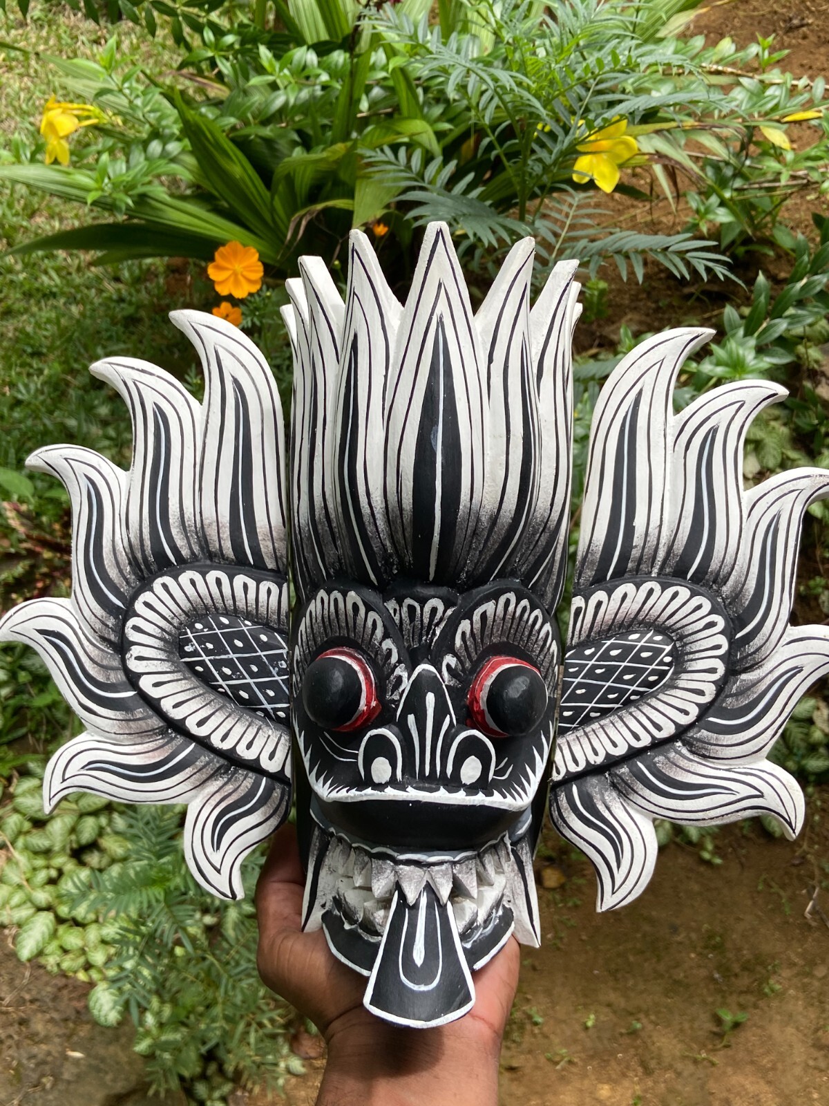 Ceylon Traditional Devil Masks Hand Carved Cobra Demon Wood Wall Hanger ...