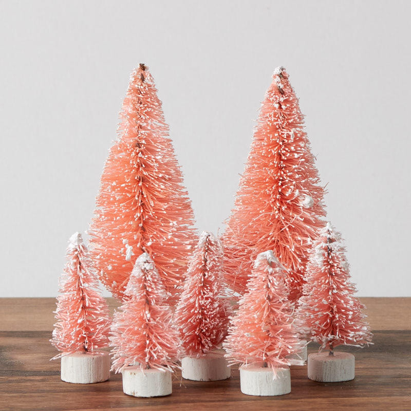 Bulk Buy of 28 Assorted Frosted Pink Bottle Brush Trees | eBay