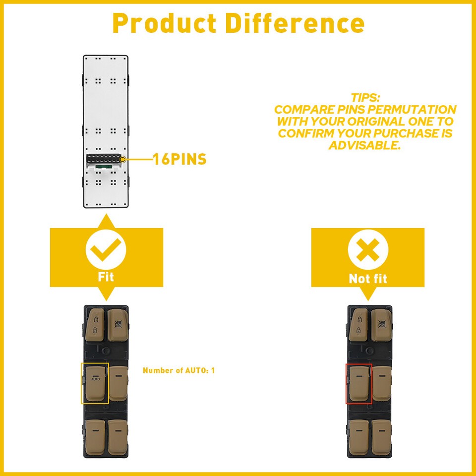 Master Power Window Switch for Hyundai Sonata 2011-2015 Front LH 93570 ...