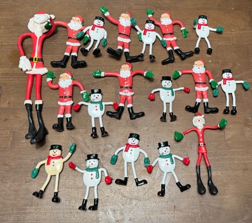 Lot of 18 Bendable Bendy Santa Claus and Snowmen | eBay