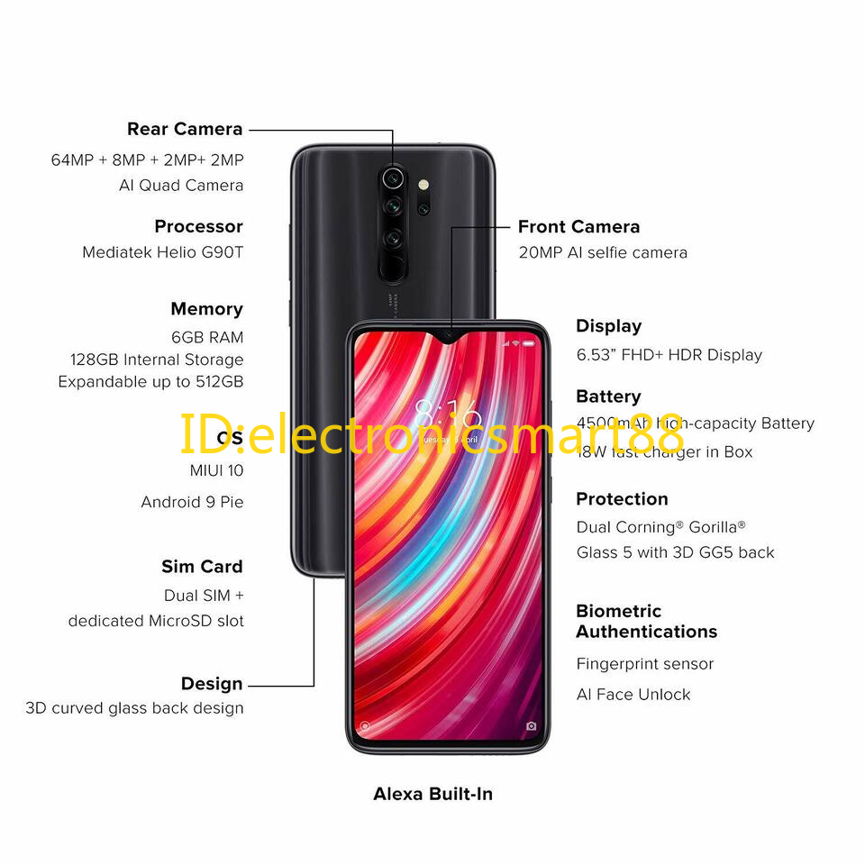 Xiaomi Redmi Note 8 Pro 8GB RAM 128GB ROM 64MP 6.53" 4G LTE 4500mAh ...