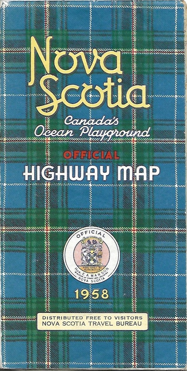 1958 Official Highway Road Map NOVA SCOTIA Cape Breton Sydney Halifax ...