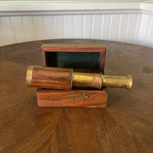Vintage 6" Brass Maritime Telescope Spyglass 3 Scope & Wooden Box, Ross ...