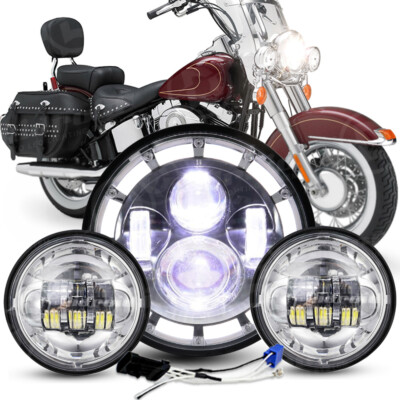 Halo LED Headlight & Passing Lights For Harley Davidson Heritage ...