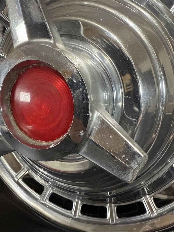 (1) 3 BAR Spinner Center Cap Red Dot Ribbed 14” Hubcap Wheel Cover ...