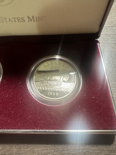 1996 Atlanta Olympic Commemorative 2 coin Proof set w/ OGP Tennis and ...